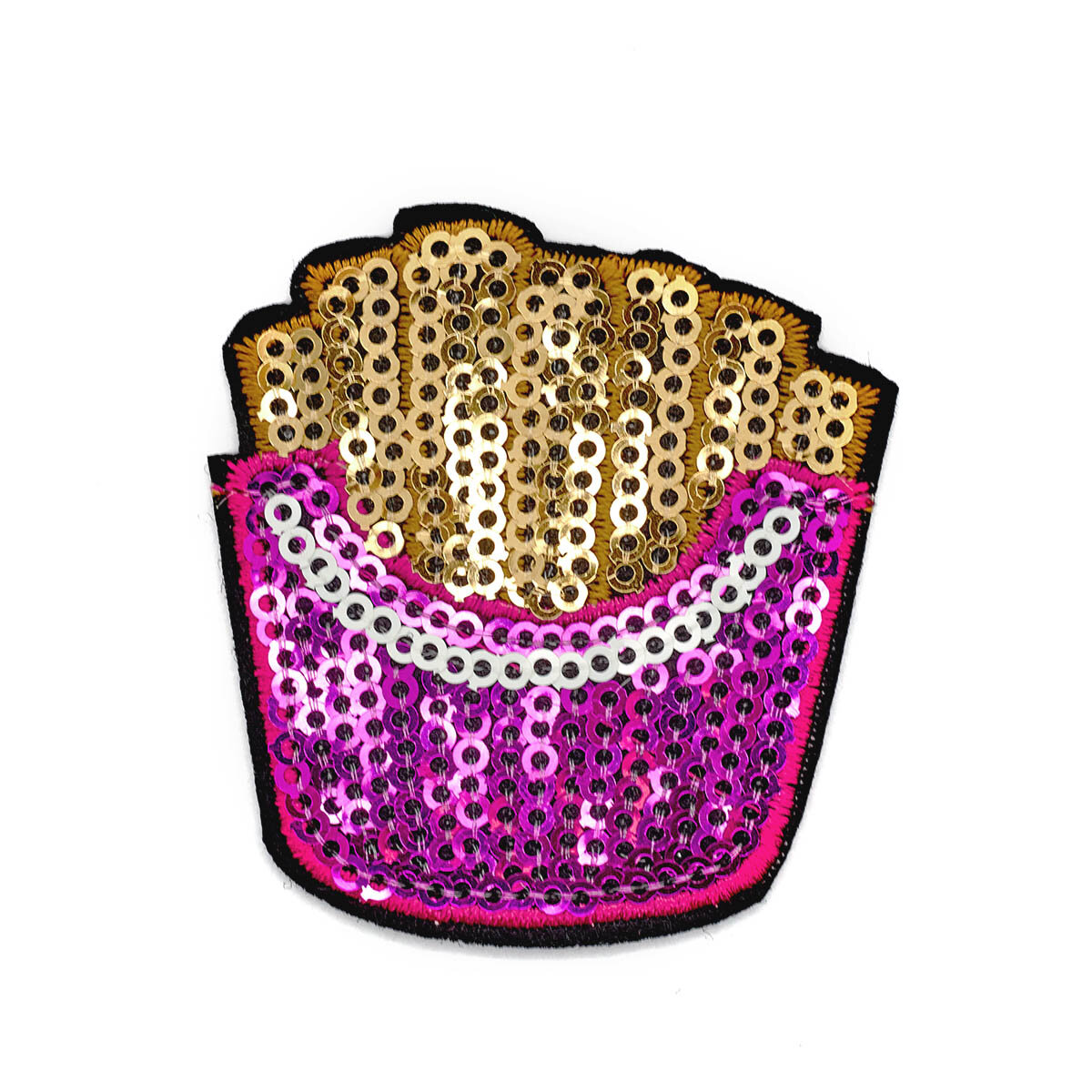 Термоаппликация вышитая с пайетками 'Фаст фуд' 5*5,5см (3шт) (цветной), S1224