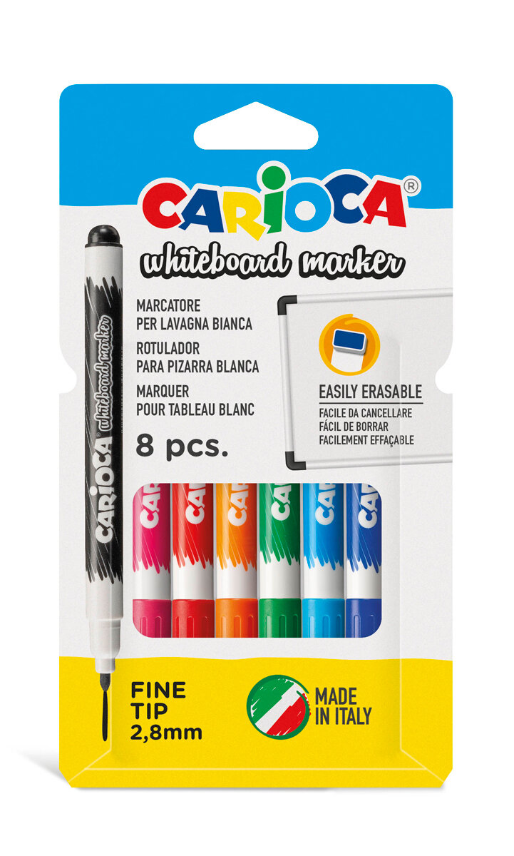 Маркер для белой доски 8 цветов "Carioca" 2,8 мм ассорти перо круглое 42920