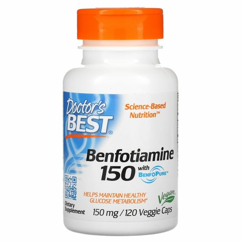 Doctor's Best, Benfotiamine, бенфотиамин 150, с BenfoPure, 150 мг, 120 капсул