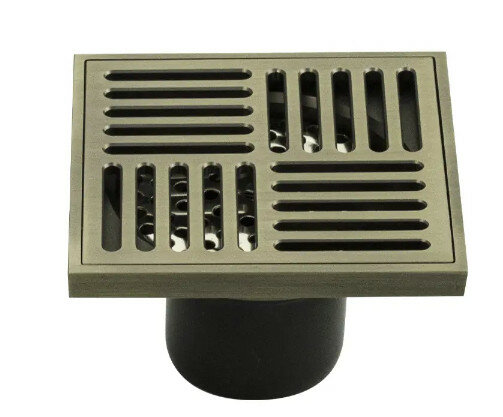 Душевой трап MAGNUS латунь бронза 100х100 выход 50мм вертикальный