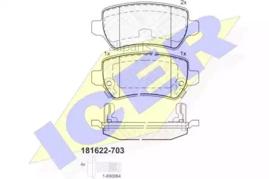 ICER 181622703 181622-703 колодки дисковые задние !\ Opel AstraG 1.8-2.2DT 01-04/Zafira 2.2i/DTi 01>