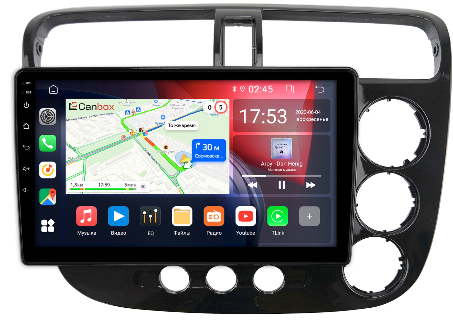 Штатная магнитола Honda Civic 7 2000-2006 (авто с климат-контролем, правый руль, глянцевая, черная) Canbox RS9-9206 1.5/32 Android 10 (IPS, DSP, CarPl