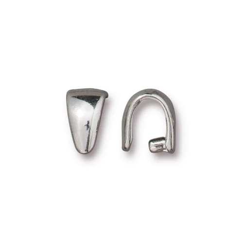 Держатель 9х5мм, TierraCast, Классический, зажимной, базовый материал - оловянный сплав, покрытие - белая бронза (цвет под родий), 1 шт.