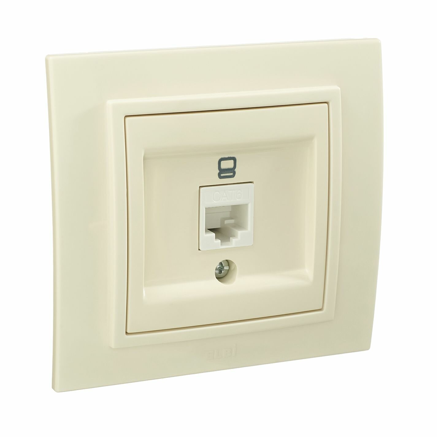 Розетка компьютерная одинарная+гнездо EL-BI Zena Vega Natural RJ45 cat.6 с рамкой крем 500-010300-247