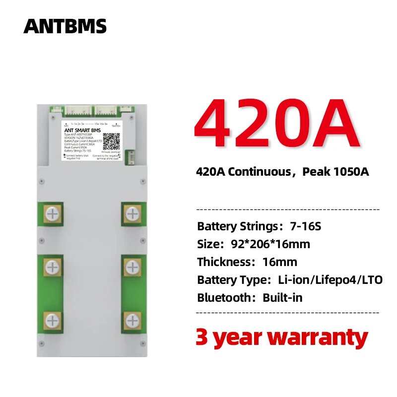 ANT BMS 420A 7S-16S Li-ion/LiFePO4/LTO Bluetooth