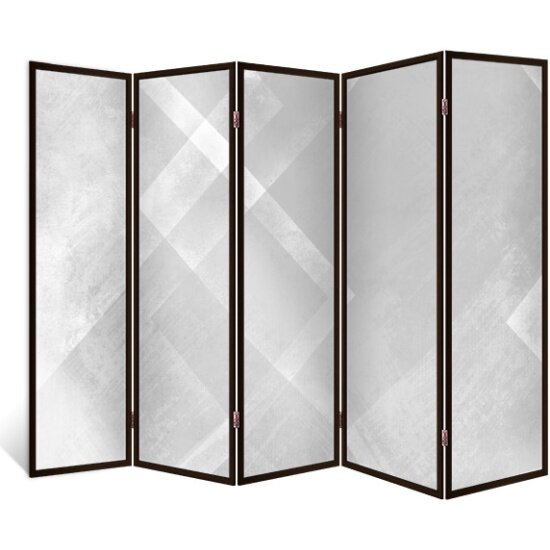 Ширма перегородка Декор Депо для комнаты деревянная "Хор стали" двухсторонняя с картинкой (абстр) 5 створок венге 176х230 см 18 кг
