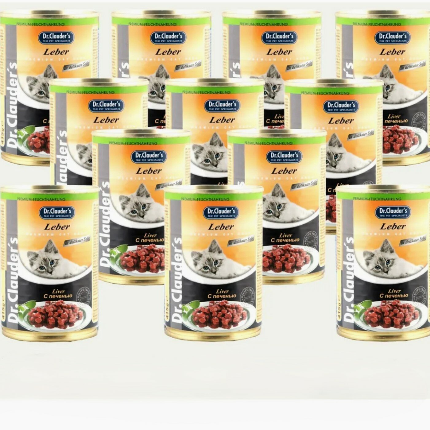 Dr. Clauder's Корм консервированный для взрослых кошек с печенью, кусочки в соусе 415г*12шт
