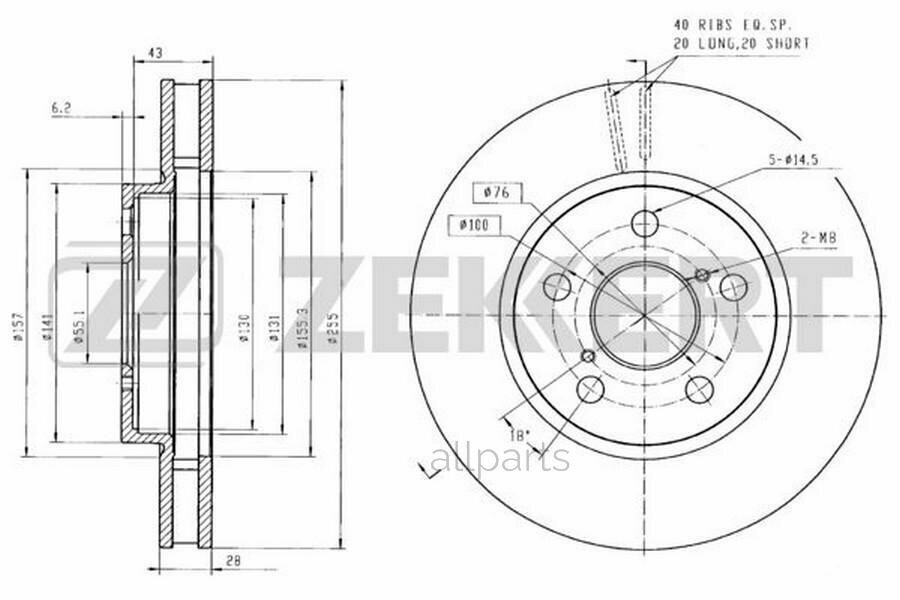 ZEKKERT BS-5205 Диск торм. перед. Toyota Carina (T170 T190) 92- (замена для BS-5740)