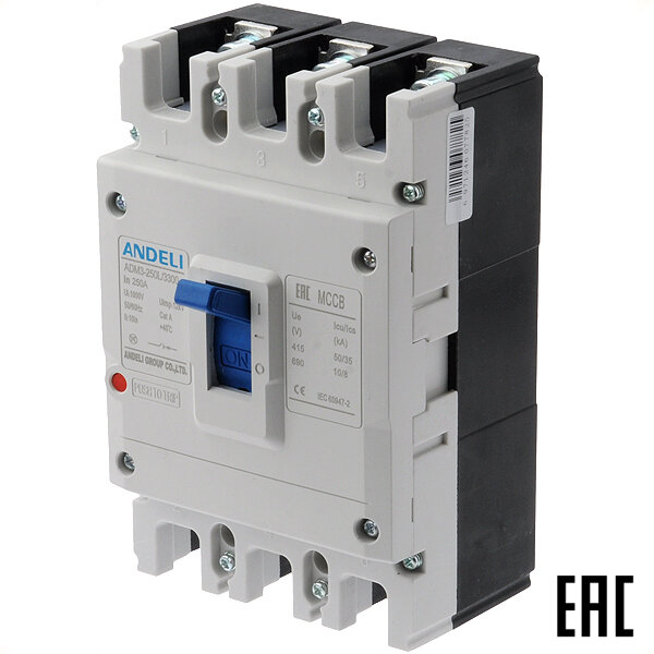 Автоматический выключатель ANDELI ADM3-250L/3P 250A 50KA при 400В ADL06-090