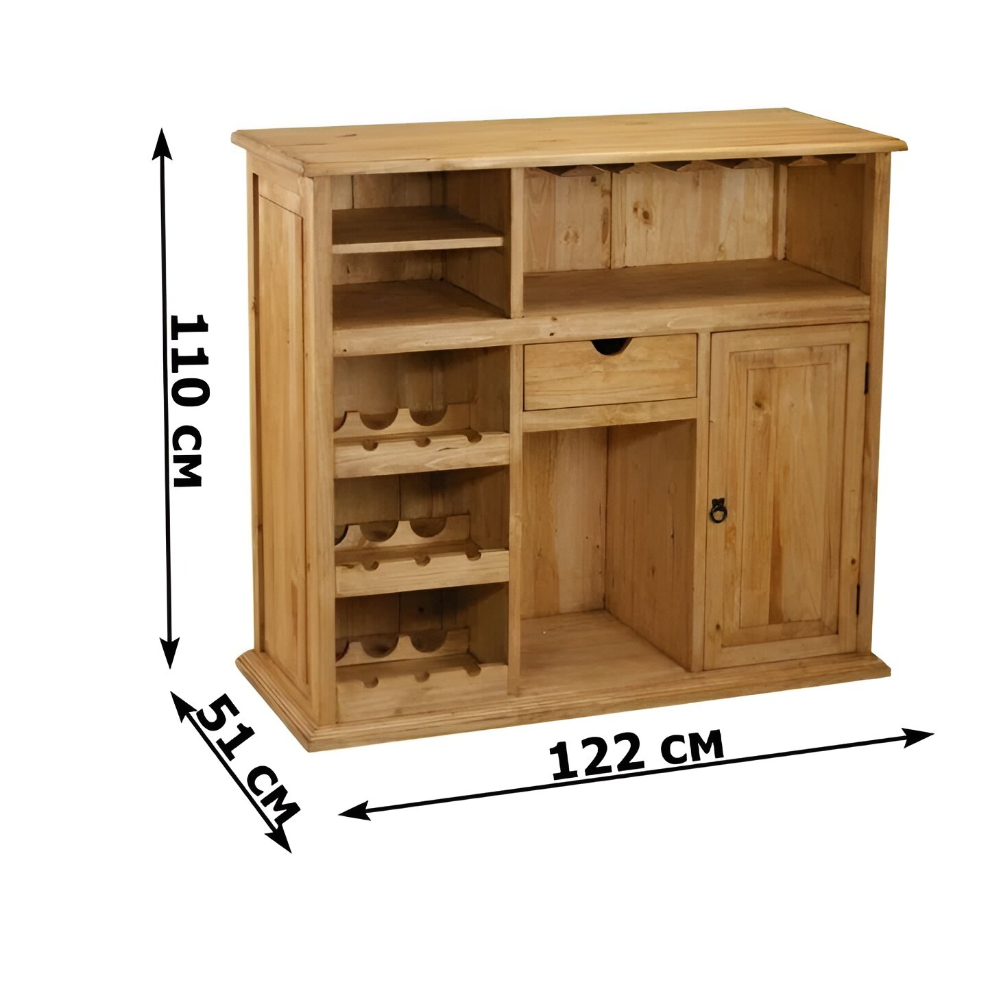 Бар Pin Magic из массива сосны 122 старение воск 122 х 51 х 110 см