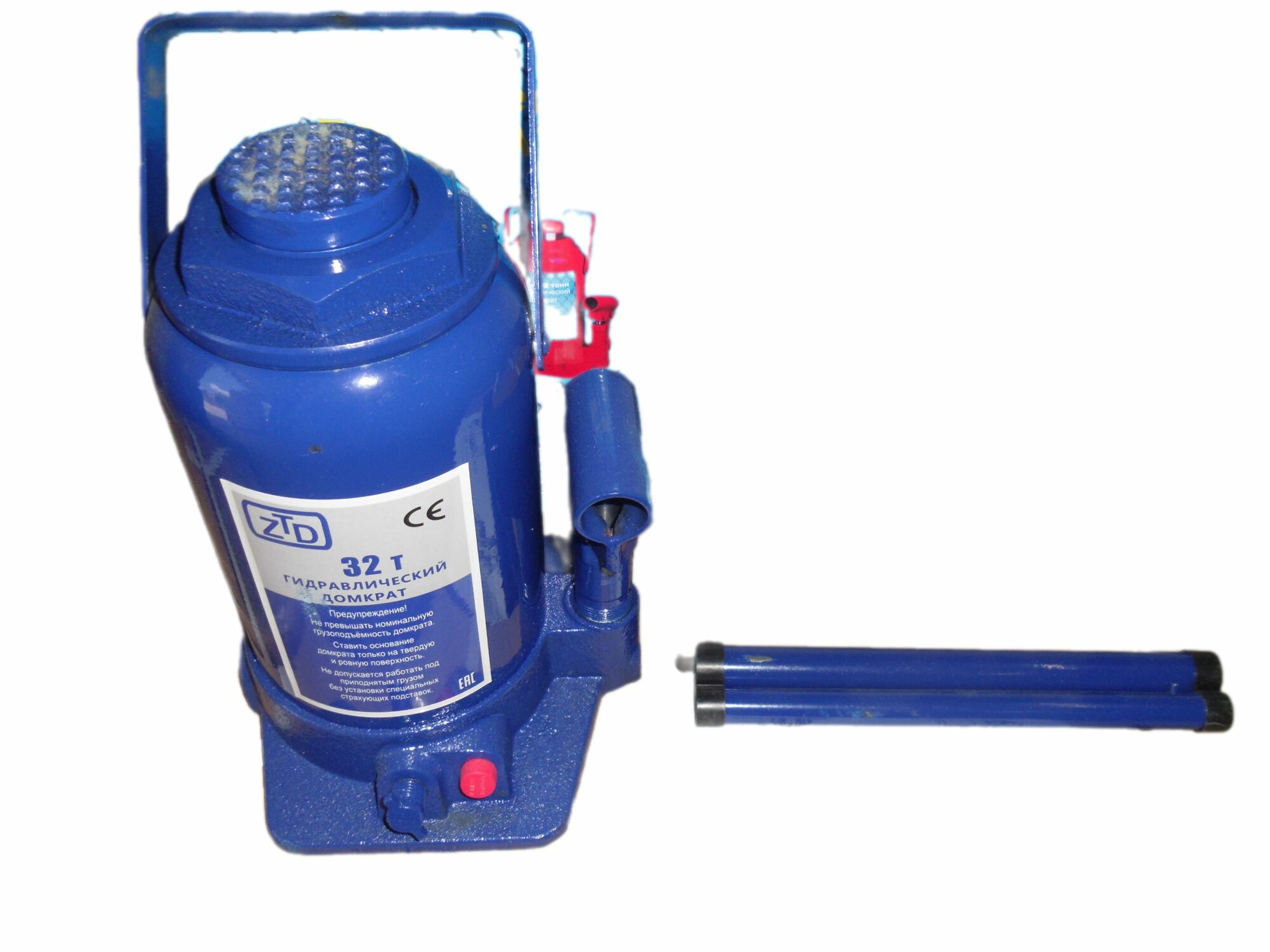 Домкрат 32 т. с клапаном безопасности и доп подъемом высота 255-465 / ZTD FS0211-03