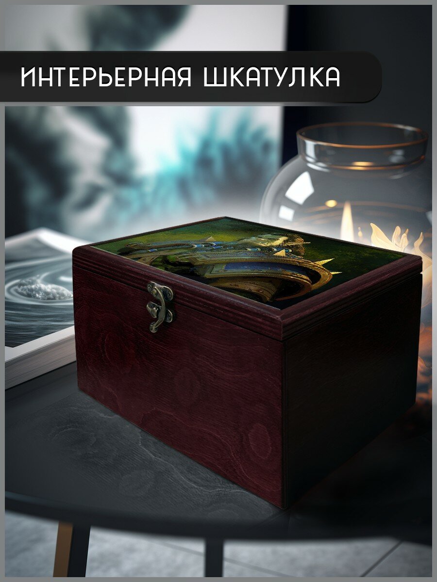 Шкатулка интерьерная вишня для украшений универсальная 22x17x12 см игры варкрафт (world of warcraft the war within, тралл, андуин, ксалатат) - 657