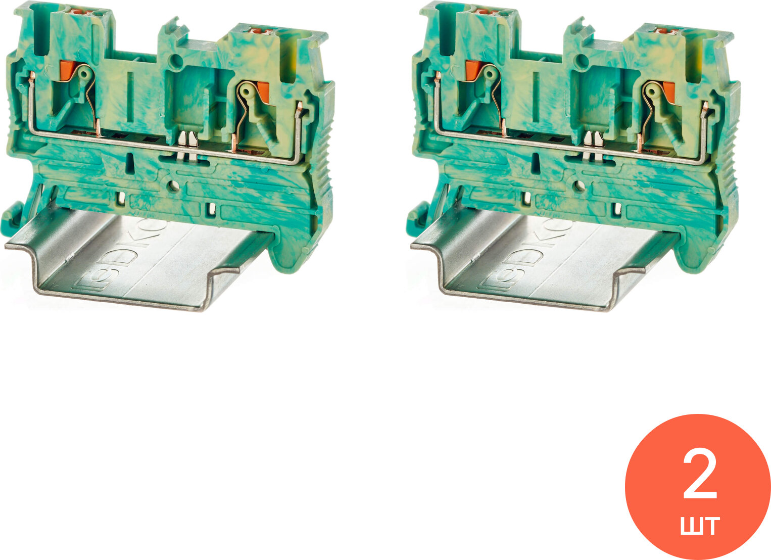 Клемма для проводов DKC / ДКС push-in, желто-зеленая, 2.5мм2, 1шт. / зажим (комплект из 2 шт)