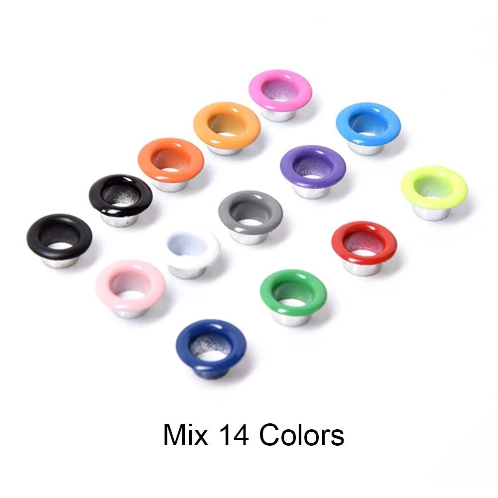 Люверсы QIMONTON 4-10 мм 18 цветов eyelet mix14color, 5mm 100set