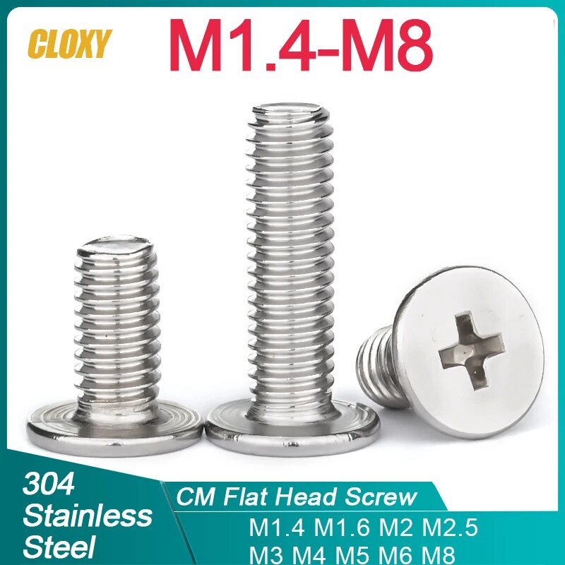 CLOXY Нержавеющие крестовые болты M1.4-M8 M1.6 x20pcs, 2 мм