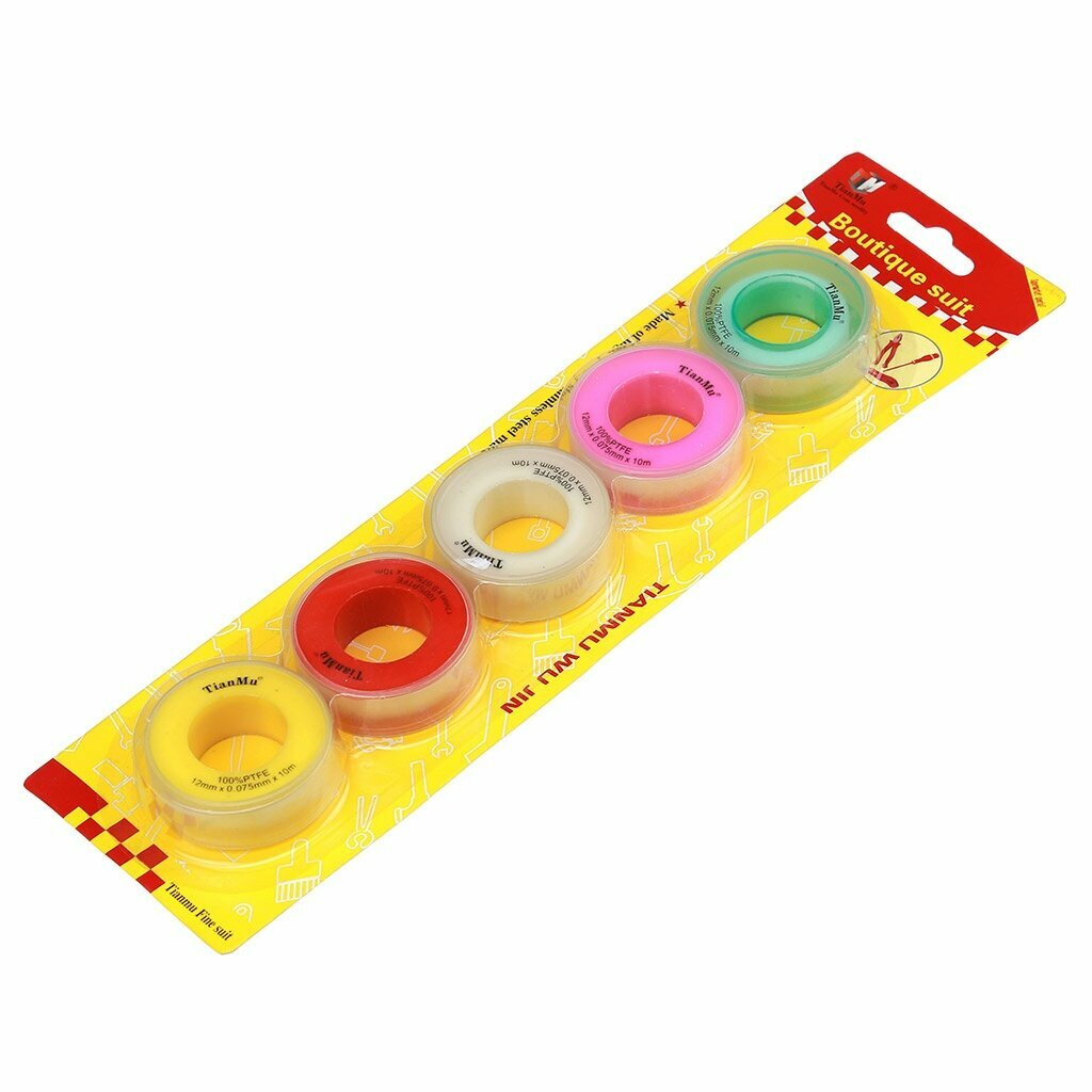 Лента ФУМ КНР 10 м, 1 мм х 0,075 мм, 5 штук, в блистере (285)