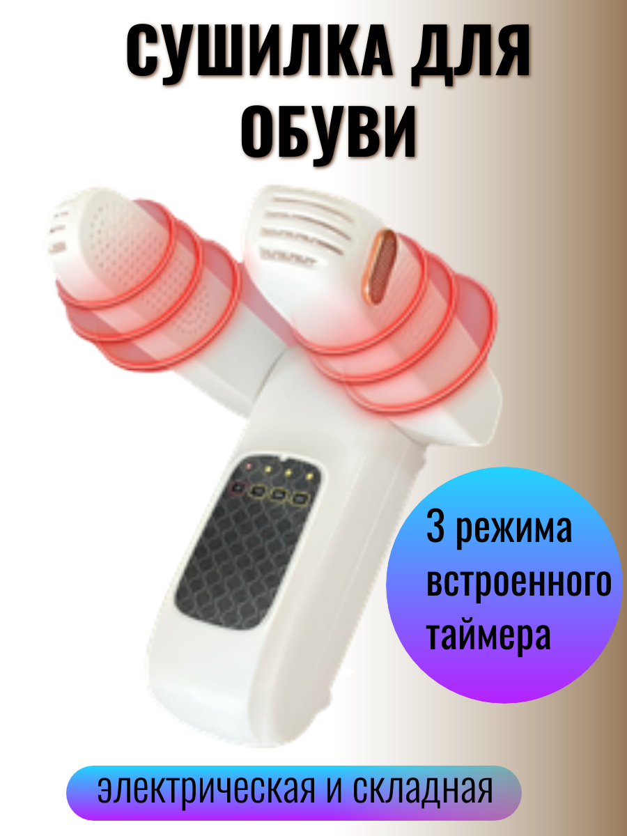 Сушилка для обуви с таймером, обдувом, складная, белая