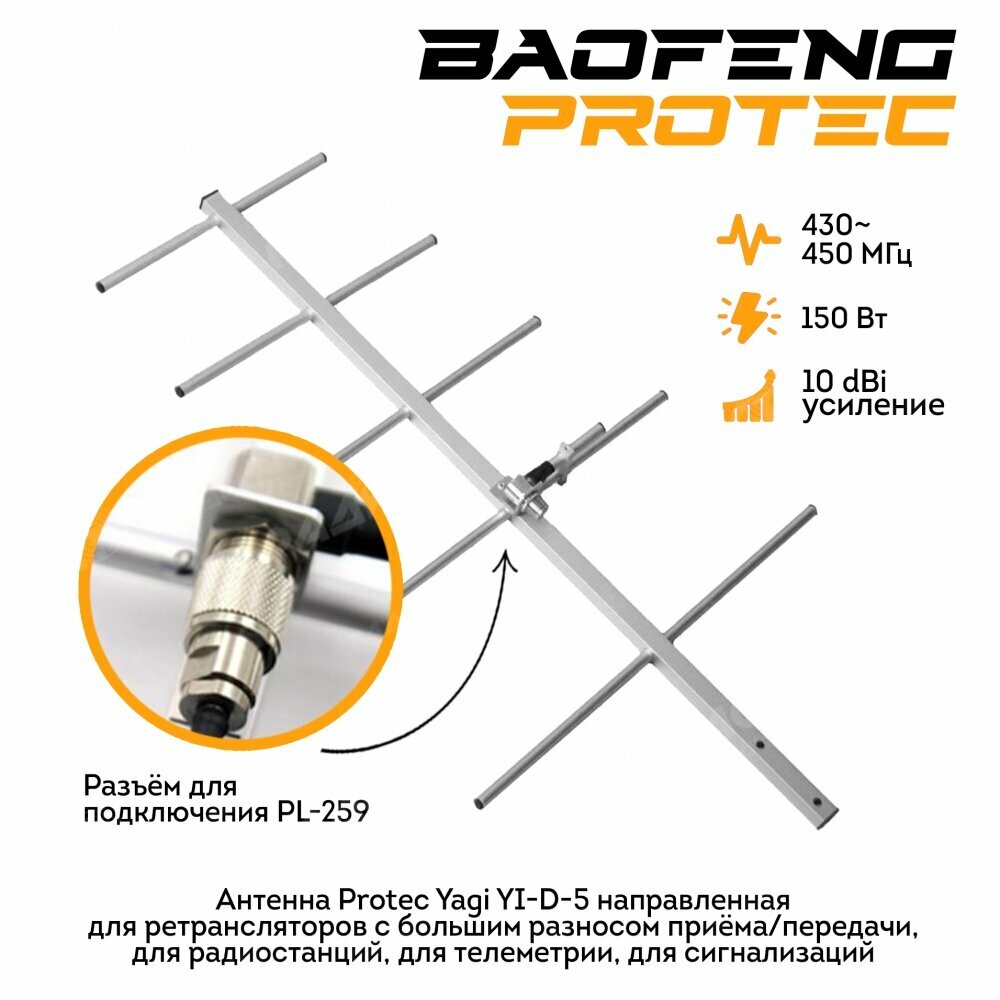 Антенна Protec Yagi YI-D-5 направленная 430-450Мгц