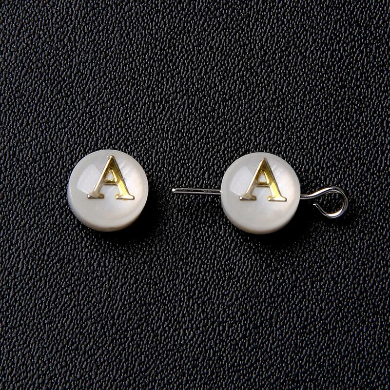 Натуральные жемчужные бусины Vinswet 8 мм с буквами Серебряный, 10pcs, A