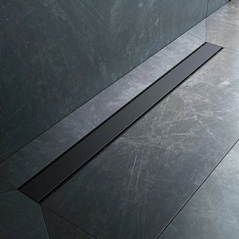 Душевой трап (лоток) 90 AM.PM PrimeFlow W02SC-U11-090-04BM комбинированный затвор с черной матовой решеткой под плитку