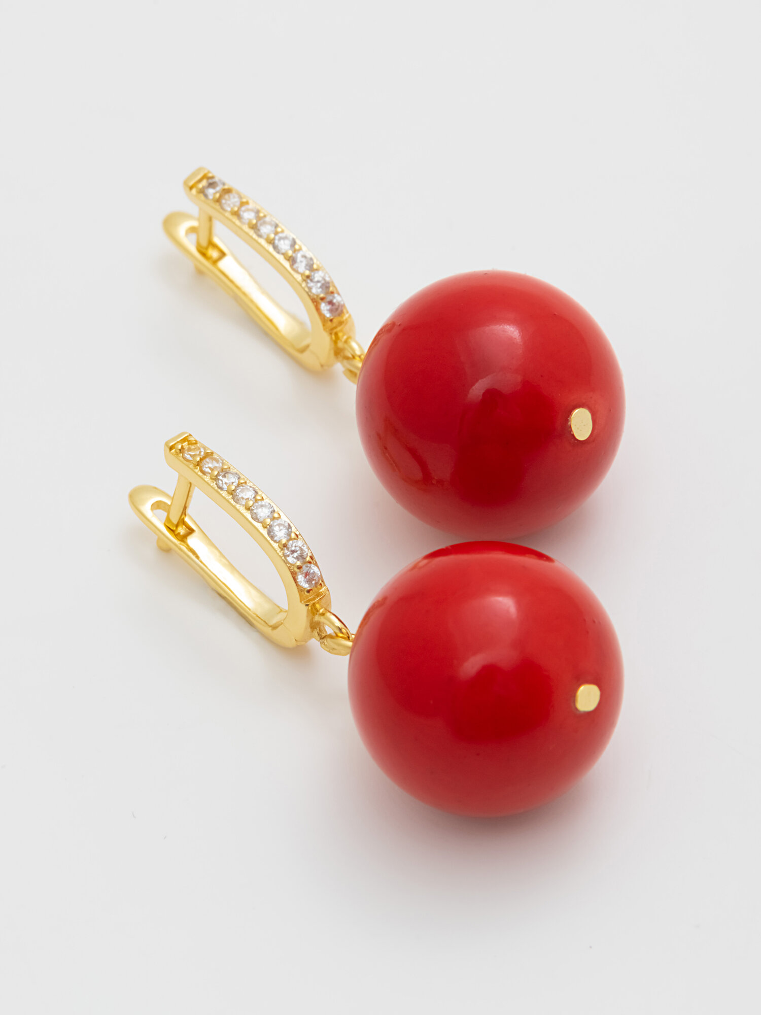 Серьги с подвесками, коралл синтетический