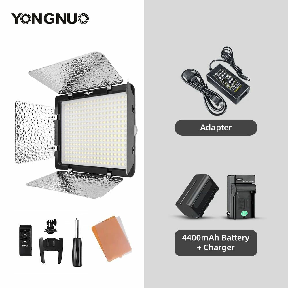 Yongnuo YN300III 3200K-5500K Камера Светодиодный видеосвет+ Аккумулятор + Комплект адаптера питания