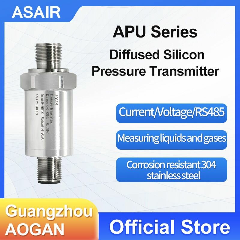 Прецизионный малодиффузионный кремниевый датчик давления серии ASAIR APU Может работать с газом и жидкостью Диапазон 0 1 МПа Точность 0,5% полной шкалы Выход 4 20 мА Резьба M20*1,5
