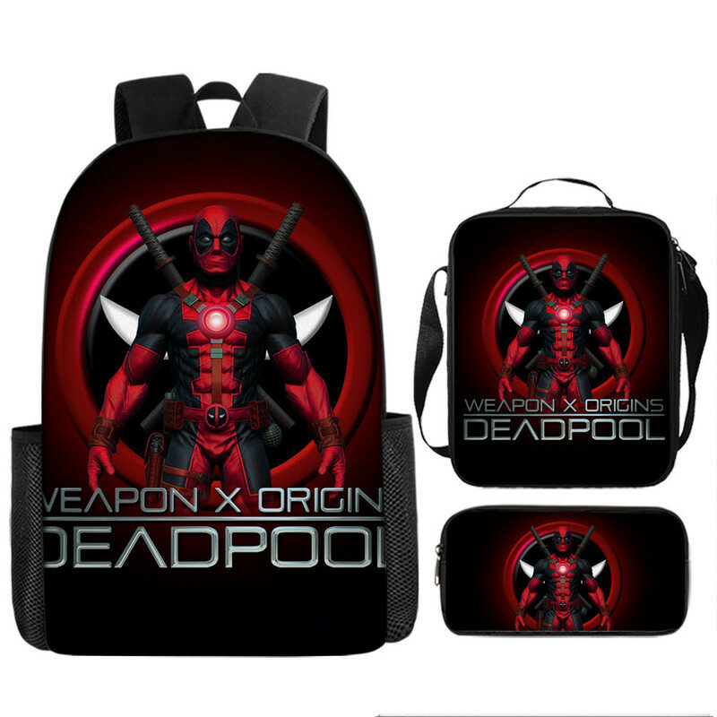 Рюкзак школьный + сумка через плечо + пенал-3 и 1 Сумка школьная мальчика для девочки подарок- Deadpool