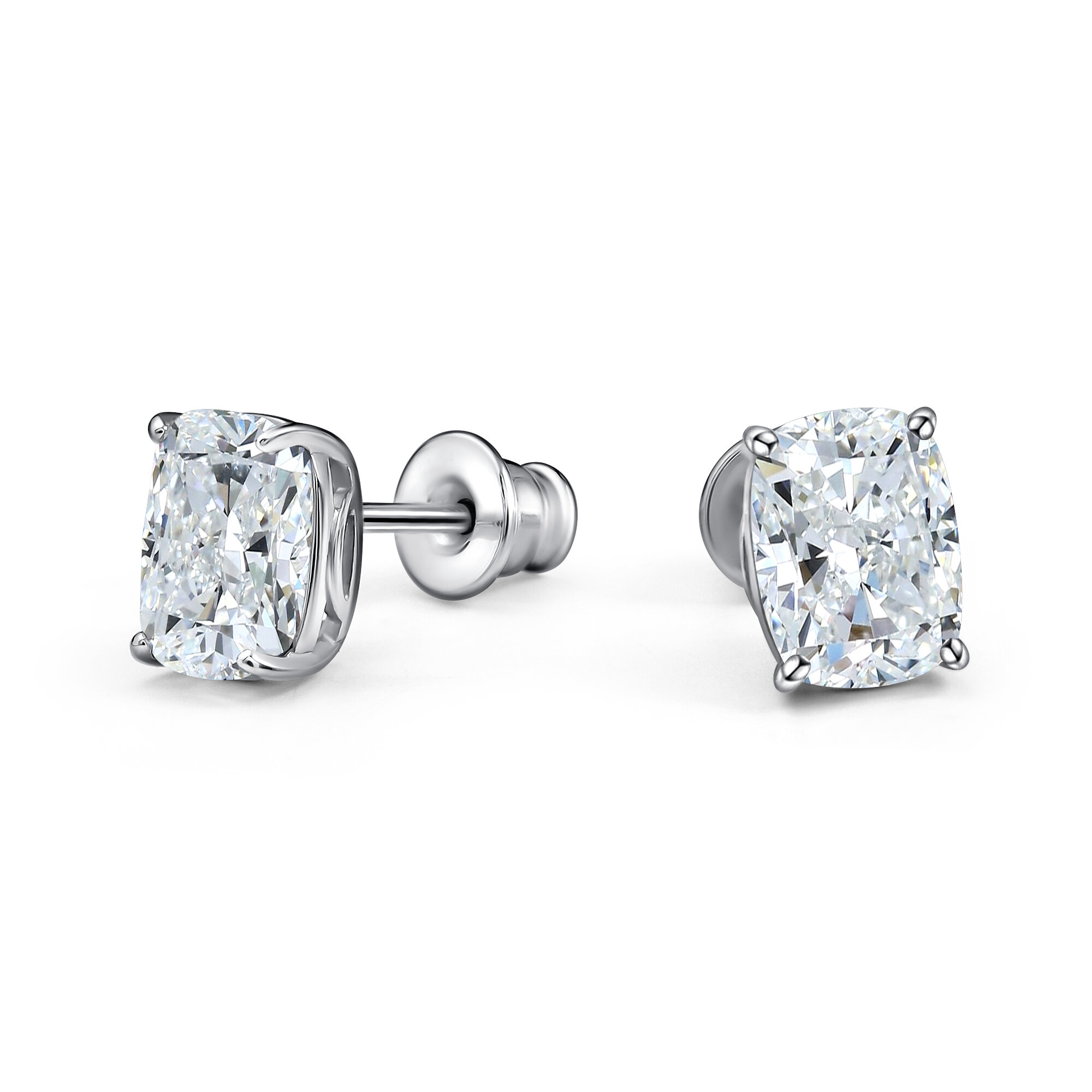 Серьги пусеты, серебро, 925 проба, родирование, фианит