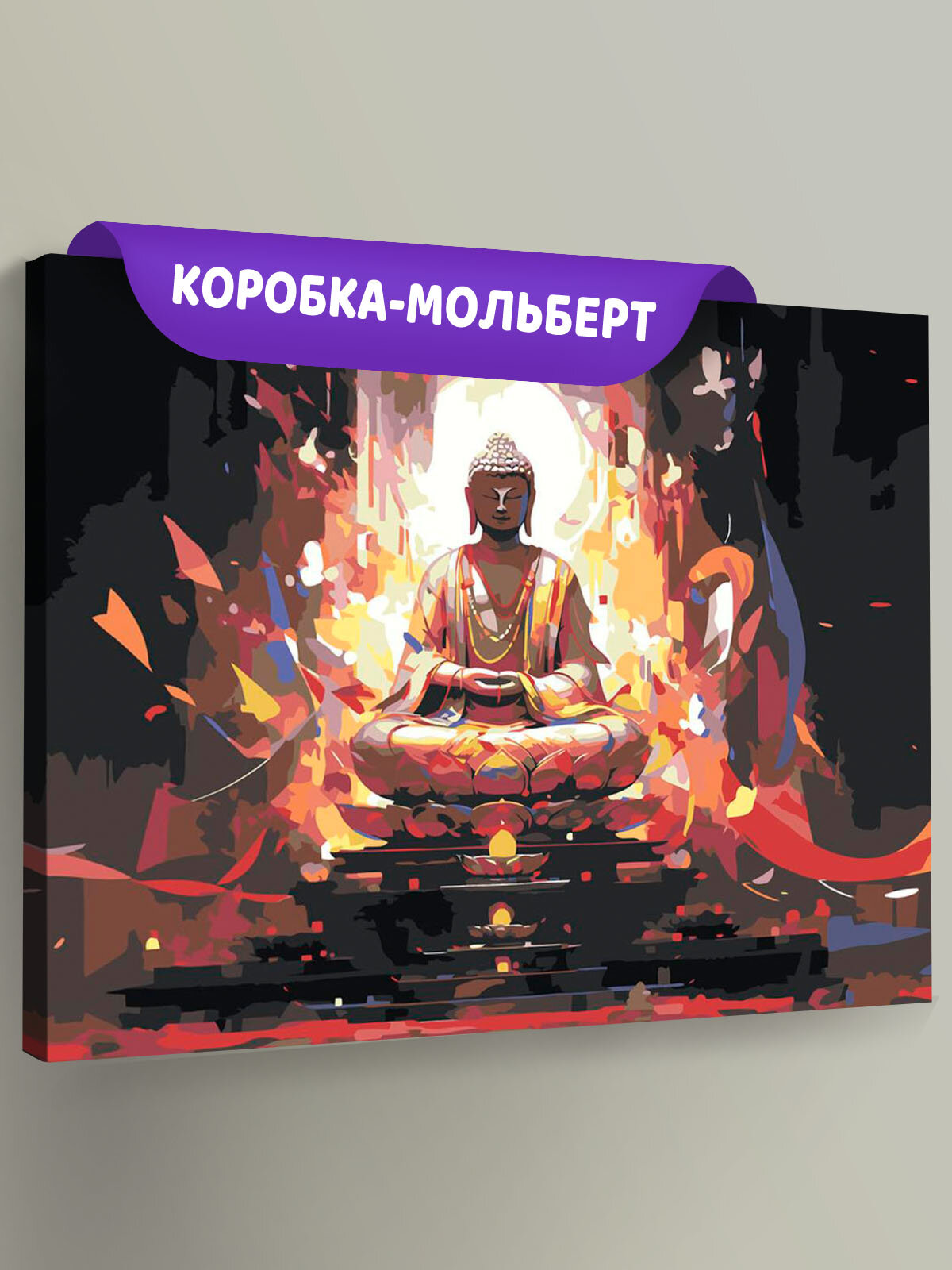 Картина по номерам на холсте с подрамником "Буддизм: Статуя Будды на пьедестале", Раскраска 40х50 см, Мантры Религия