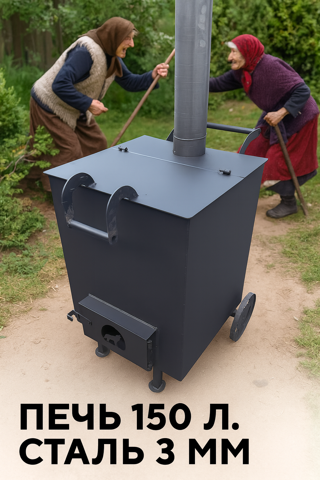 Печь для сжигания мусора мини, квадратная, 150 литров, толщина 3мм
