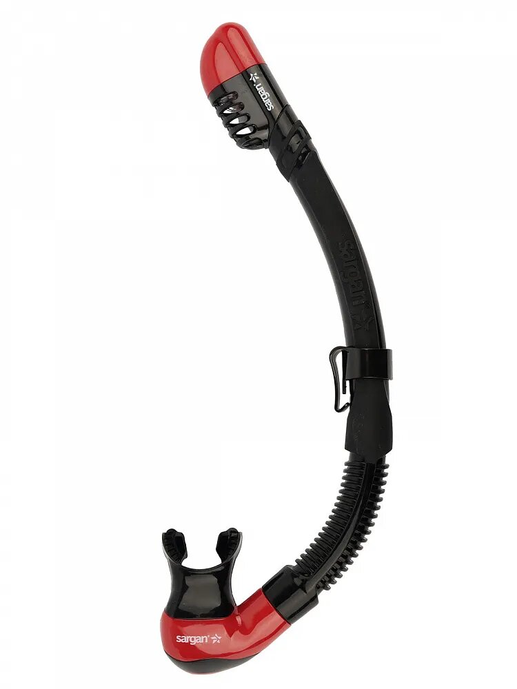 Трубка для плавания "сарган максима", черно-красная, сухая, 2 клапана