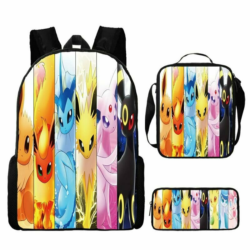 MUMOU Портфель школьный для девочек и мальчиков, набор 3 в 1, Pokemon Покемон