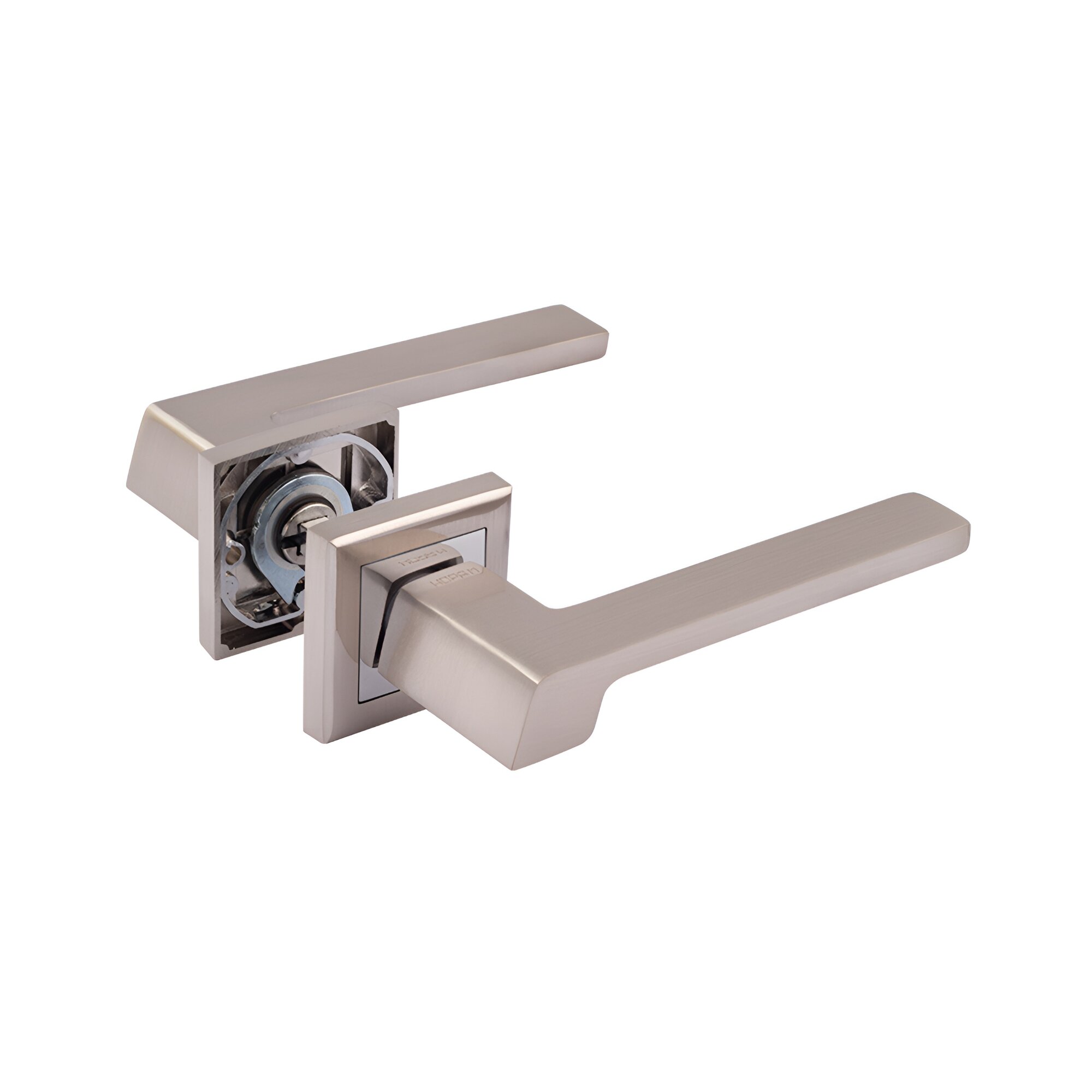 Ручка дверная "Нора-М" 111К AL, квадратная розетка, цвет: матовый никель