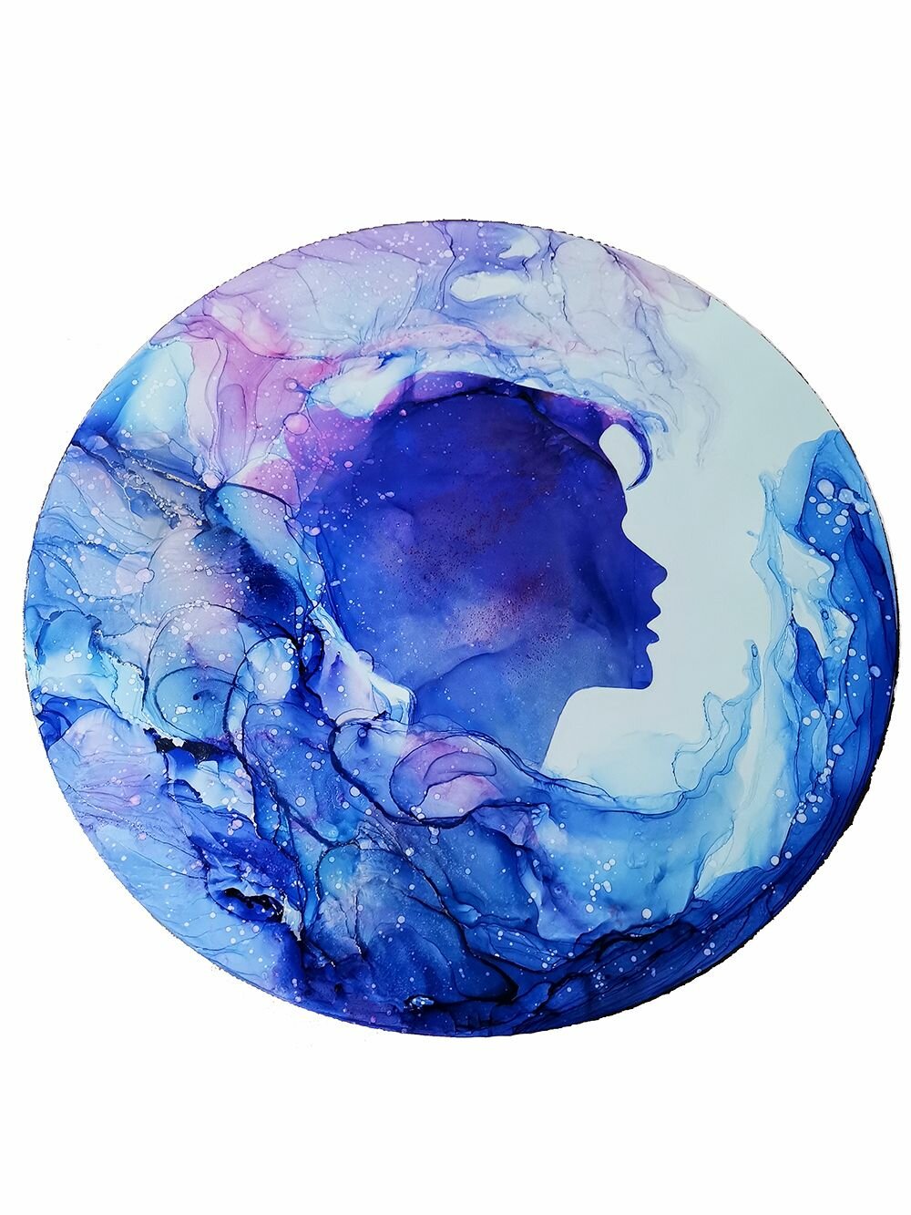 Круглая картина чернилами 40см