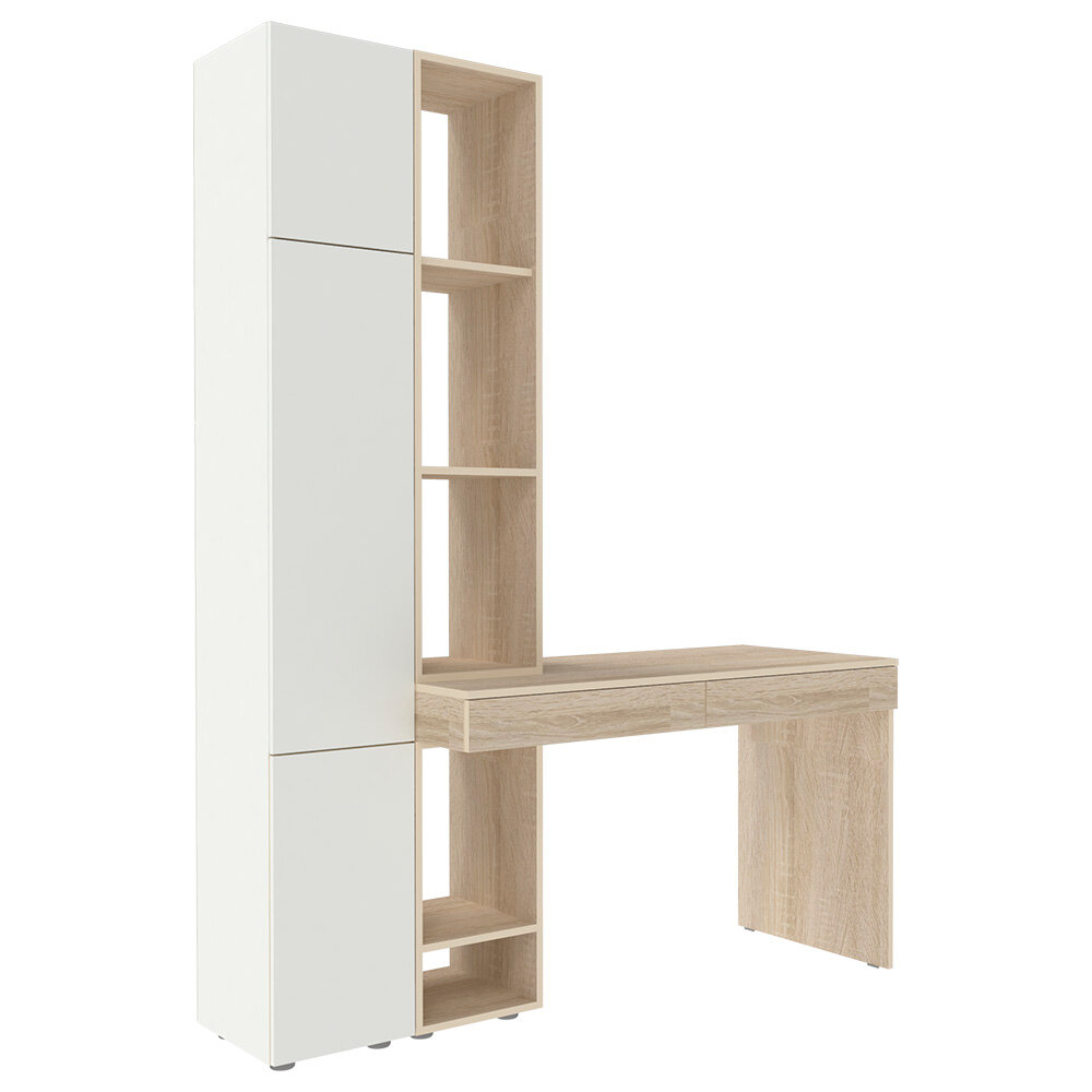 Стол письменный со стеллажом 1512 Дуб Сонома Белый