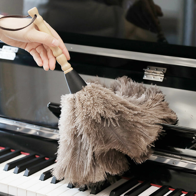 Пуховая щетка из страусиных перьев для удаления пыли, не оставляющая ворса, для домашней уборки и использования в автомобиле, электростатическая щетка для пыли, волшебная щетка из куриных перьев