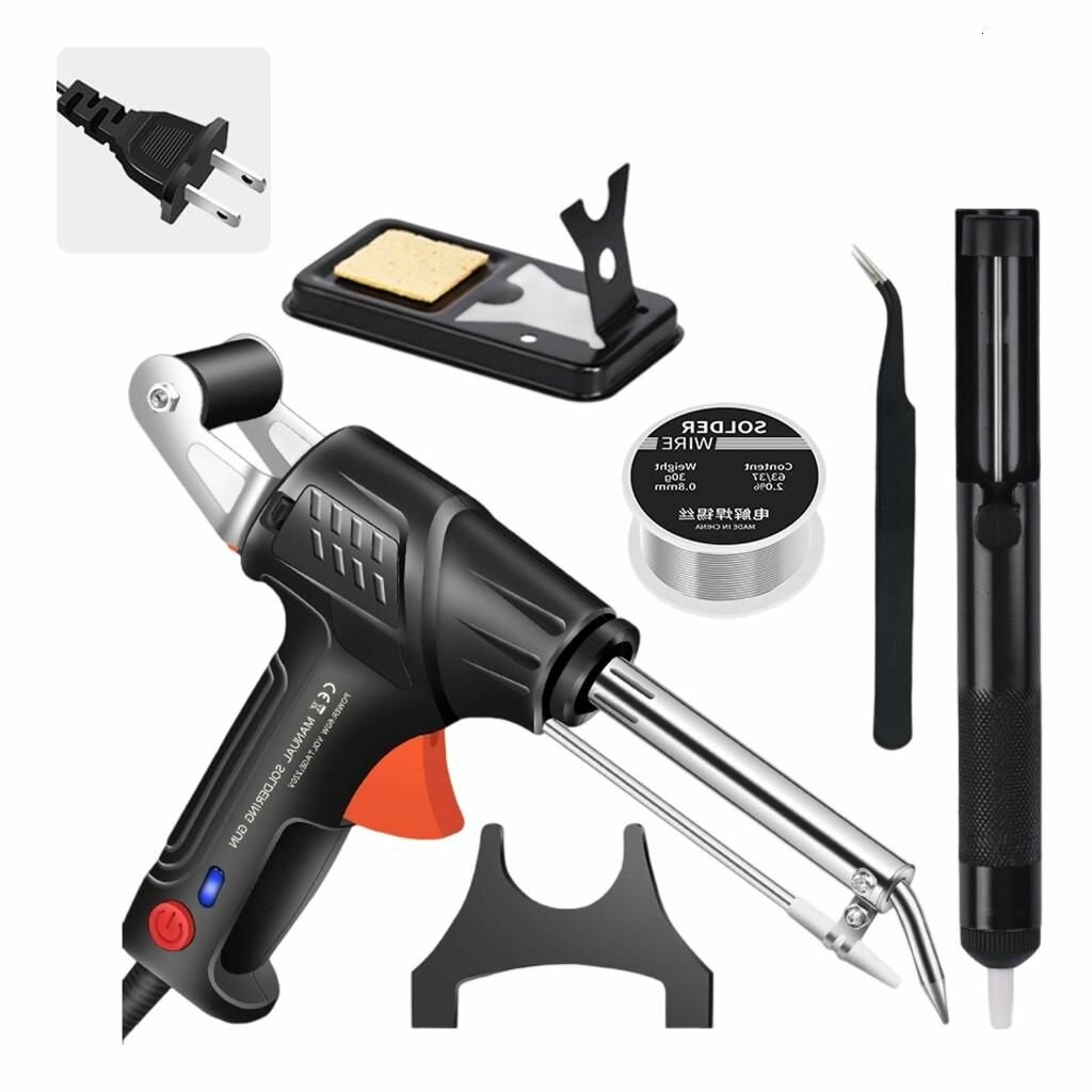 Мощный паяльник для олова с технологией быстрого нагрева, защитный кожух, изолированная ручка, идеально подходит для 110В, Черный