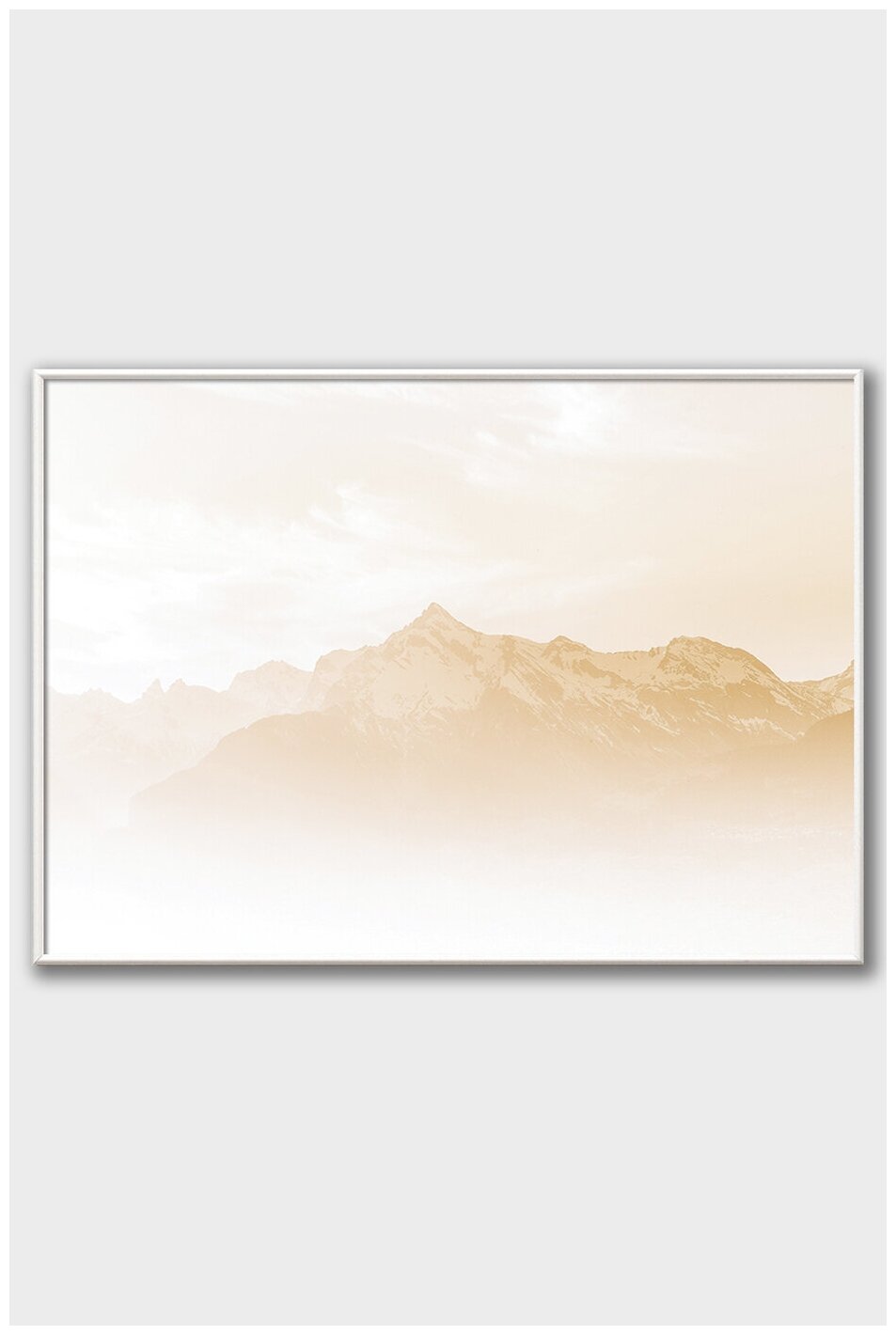 Постер на стену для интерьера Postermarkt Горы в бежевых тонах, в белой рамке 30х40 см