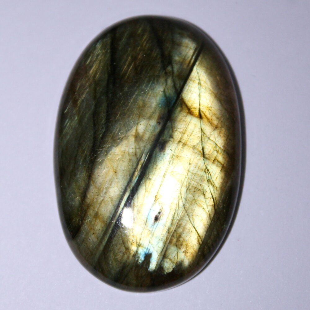 Лабрадор кабошон, натуральный камень, 42х29х4 мм, Мадагаскар, "True Stones"