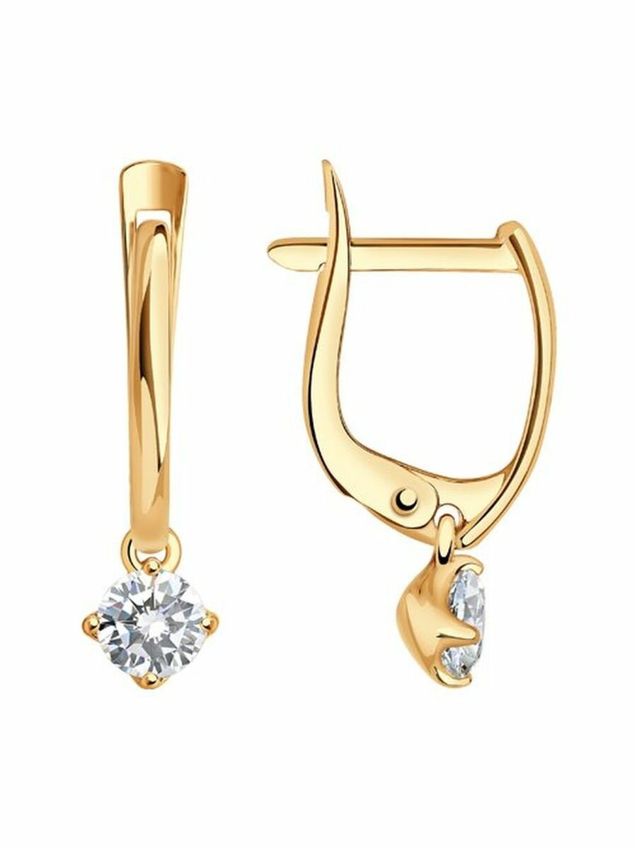 Серьги, красное золото, 375 проба, фианит