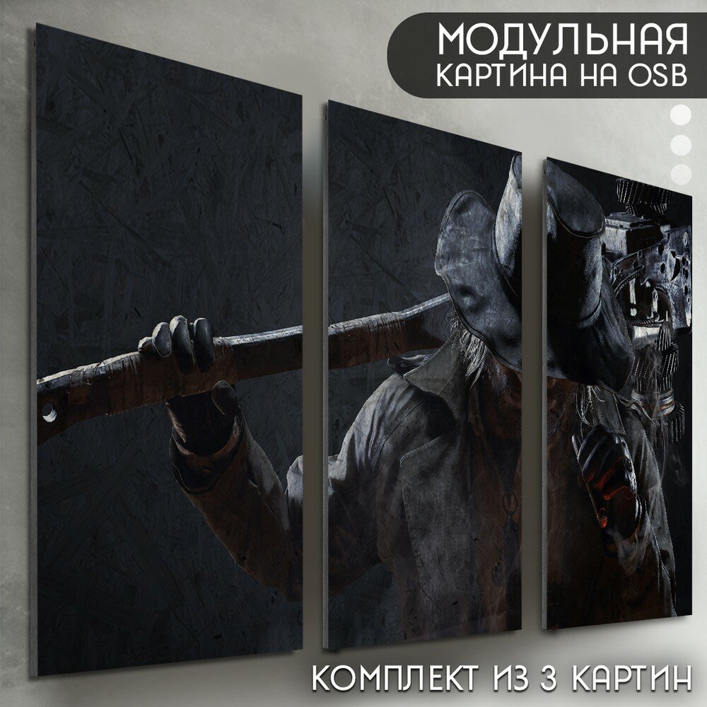 Модульная картина на рельефной доске ОСП "игры Resident evil 8 the village (обитель зла, резидент ремейк, хоррор, Карл Гейзенберг) - 6323"