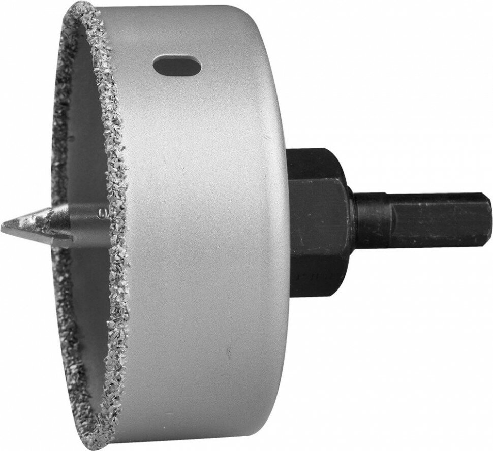 ЗУБР Коронка-чашка ЗУБР "эксперт" с карбид-вольфрамовой крошкой, в сборе, высота 25мм, 76мм, ( 33360-076 )