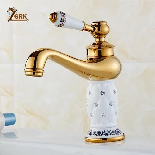 Смеситель для умывальника ZGRK золотой SLT028-Y