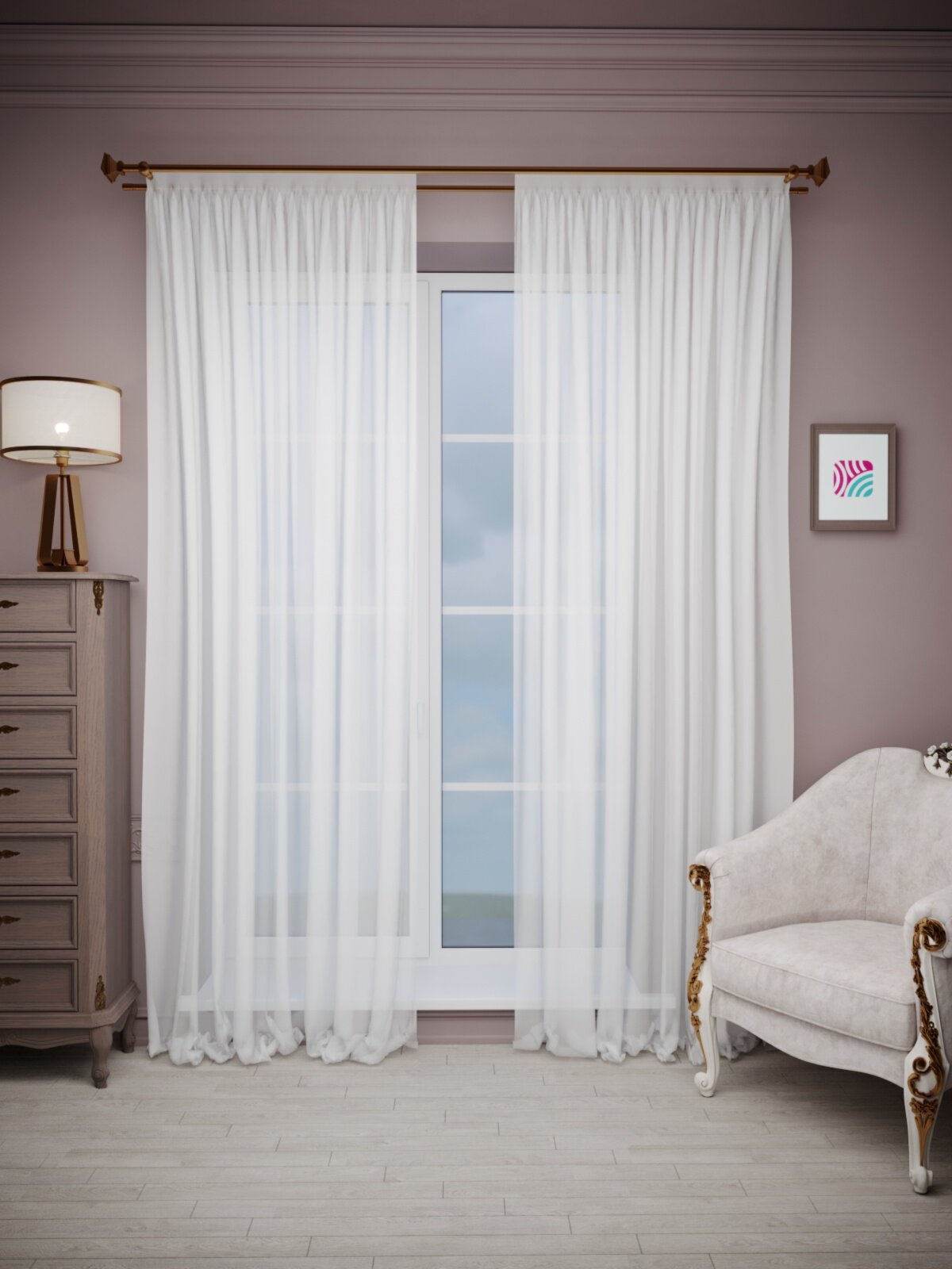 ВсеТканиТут Тюль"Вуаль Bacio дуэт" 150x240 белый 2шт