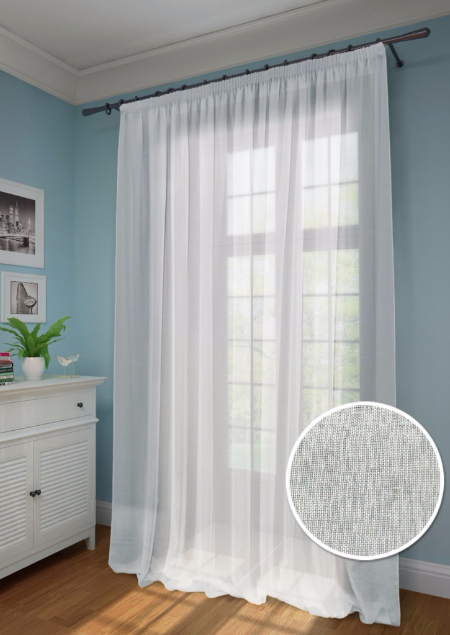 Штора на тесьме Solito 300х275 см, батист, цвет белый, Kauffort