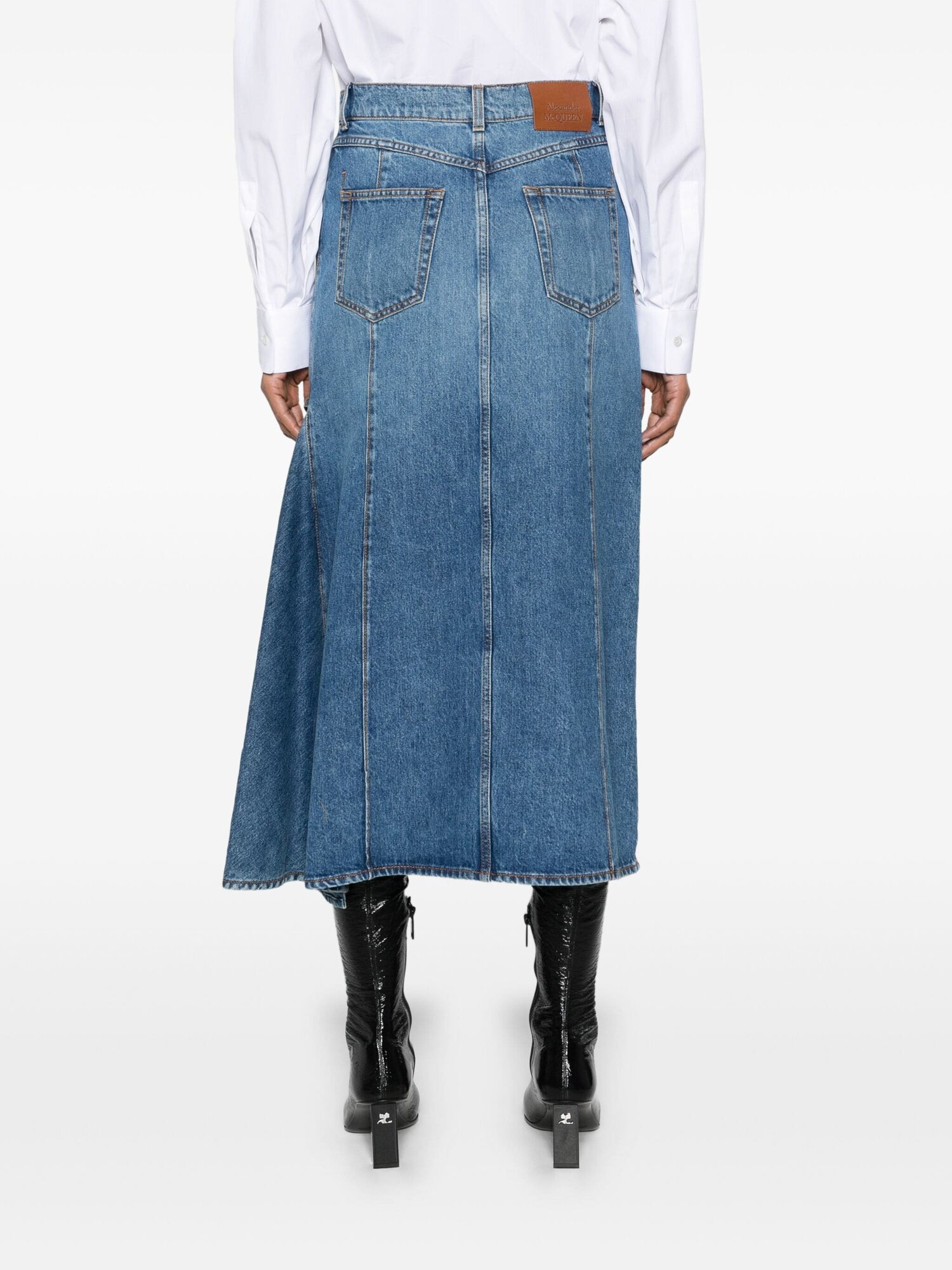 Юбка Alexander McQueen Slashed, размер 42, blue — фото 1