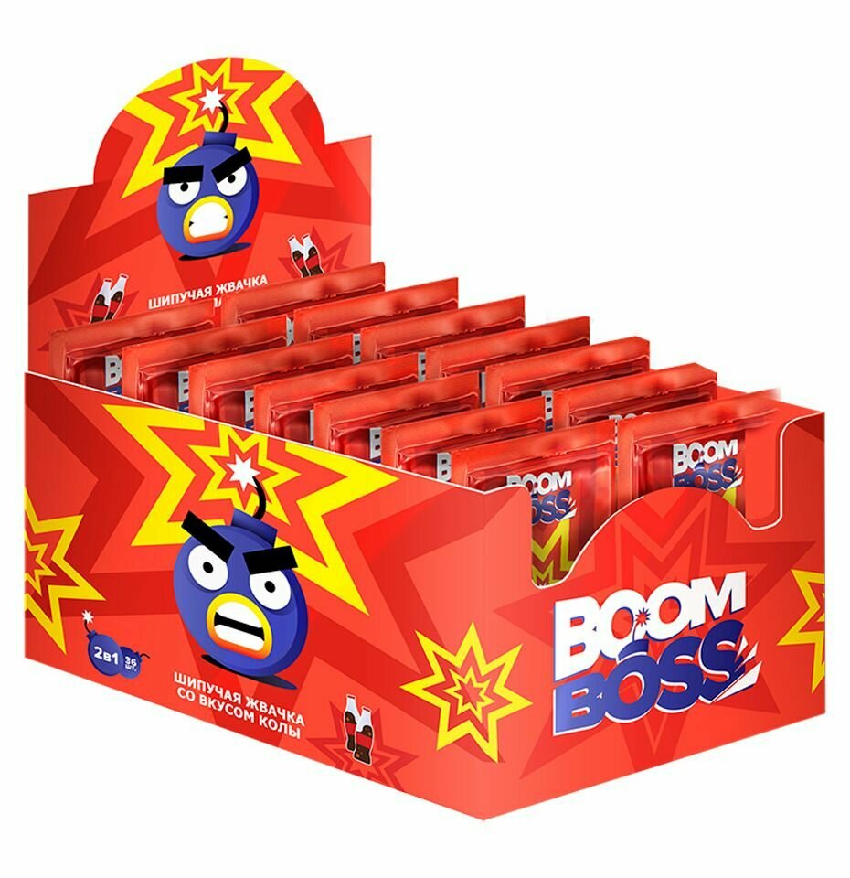 Карамель шипучая"Boom Boss"и жев. резинка Кола 7г 36шт
