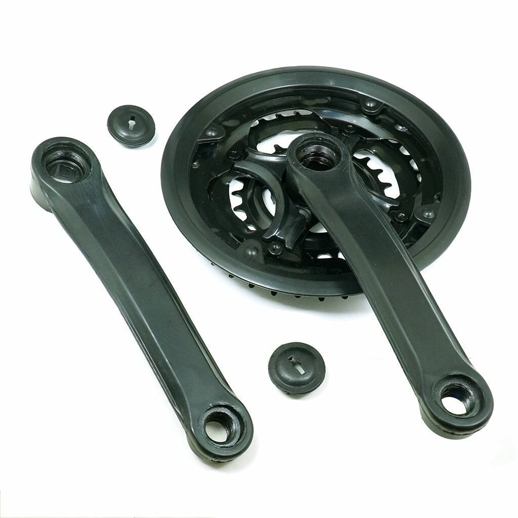 Комплект шатунов для велосипеда под квадрат D-EDх3 170мм 24/34/42 черный, с пластиковой защитой