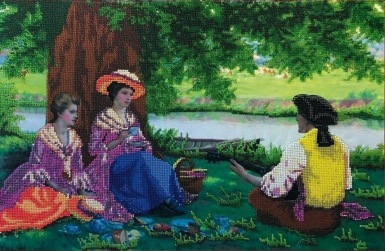 Набор для вышивания FeDi #КВ640 Пикник, Вышивка бисером, 50 х 33 см